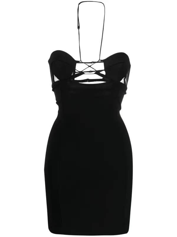 NENSI DOJAKA Strappy Cut-out Mini Dress - Black