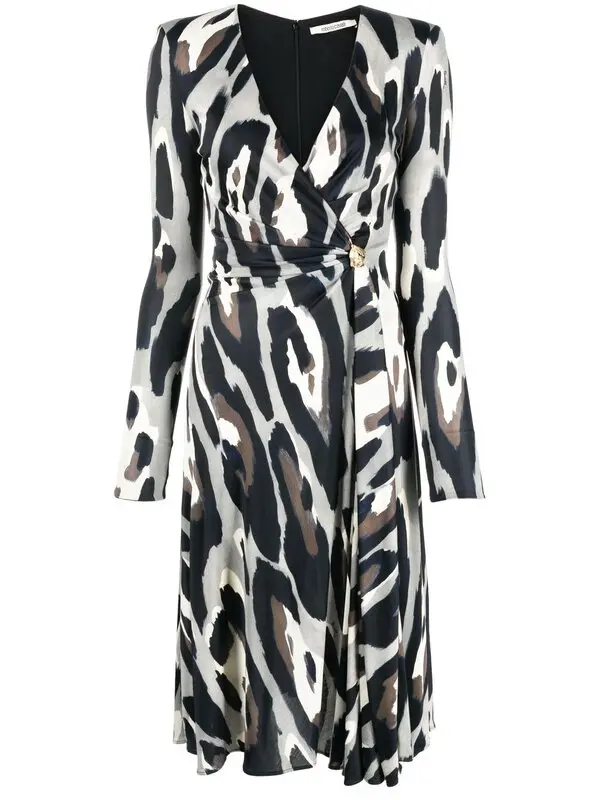 Roberto Cavalli Animal-print Wrap Midi Dress