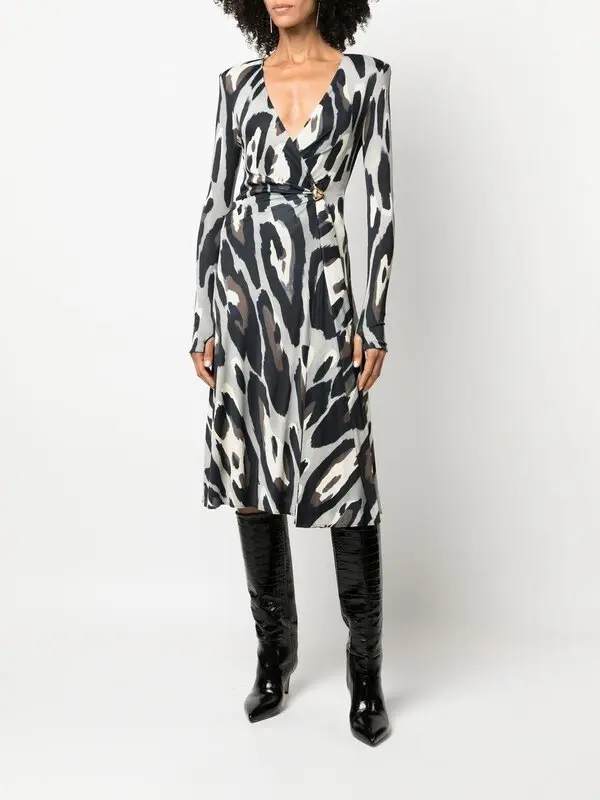 Roberto Cavalli Animal-print Wrap Midi Dress