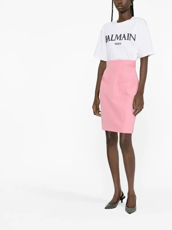 Balmain High-waist Wool Pencil Skirt