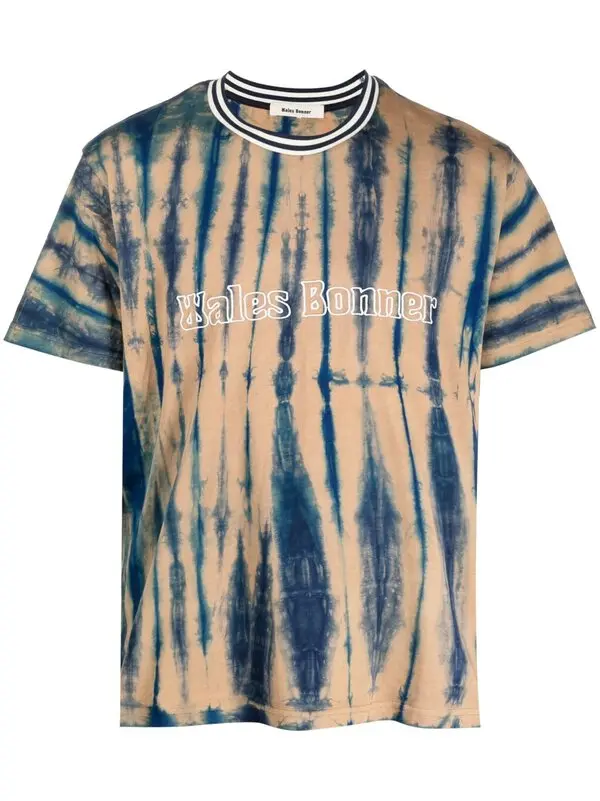 WALES BONNER Logo-print Tie-dye T-shirt - Green