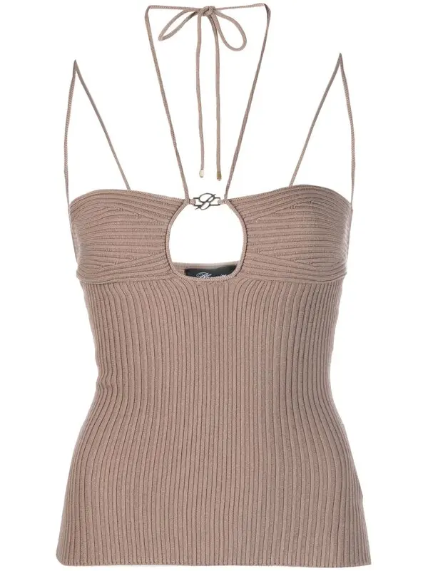 Blumarine Halterneck Knitted Top - Brown