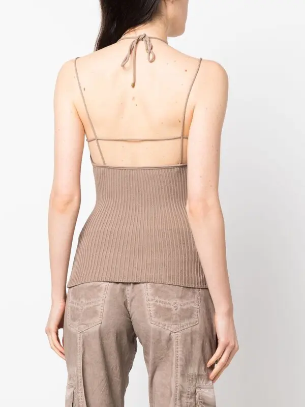 Blumarine Halterneck Knitted Top - Brown