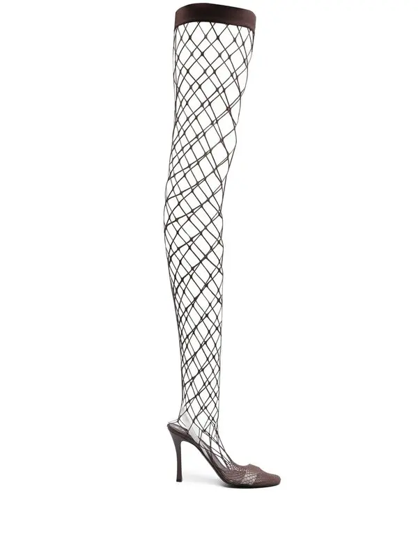 Stella McCartney Knee-high Fishnet High Heel Boots