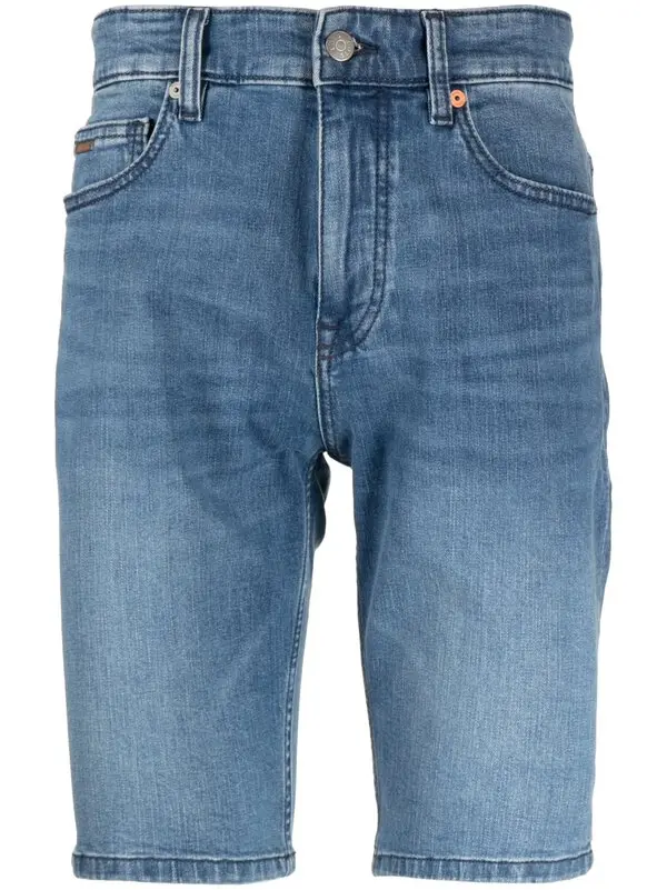 BOSS Straight-leg Denim Shorts - Blue