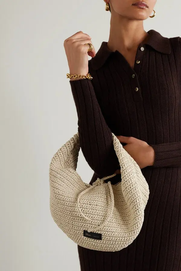 Khaite Olivia Medium Raffia Shoulder Bag