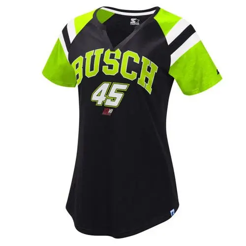 STARTER Green Kurt Busch Game On Notch V-neck T-shirt - Black