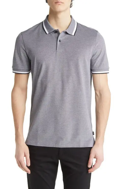 BOSS Parlay Tipped Cotton Polo - Blue