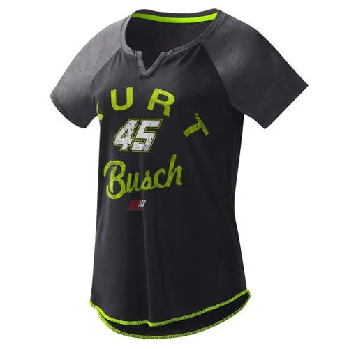 G-III 4HER BY CARL BANKS Kurt Busch Grand Slam Tri-blend Notch V-neck T-shirt - Black