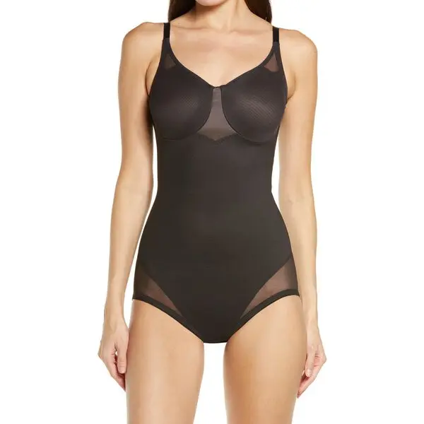MIRACLESUIT® Sexy Sheer Shaping Underwire Bodysuit - Black