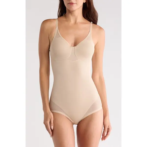 MIRACLESUIT® Sexy Sheer Shaping Underwire Bodysuit - Warm Beige