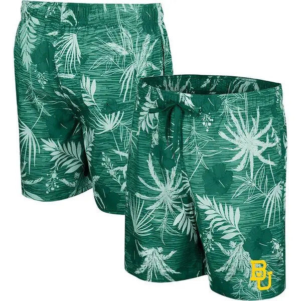 COLOSSEUM Baylor Bears Tropical Print Swim Shorts - Green
