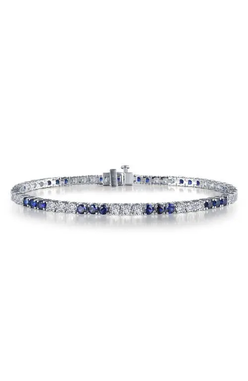 Lafonn Lab-grown Sapphire And Simulated Diamond Tennis Bracelet - White/ Blue