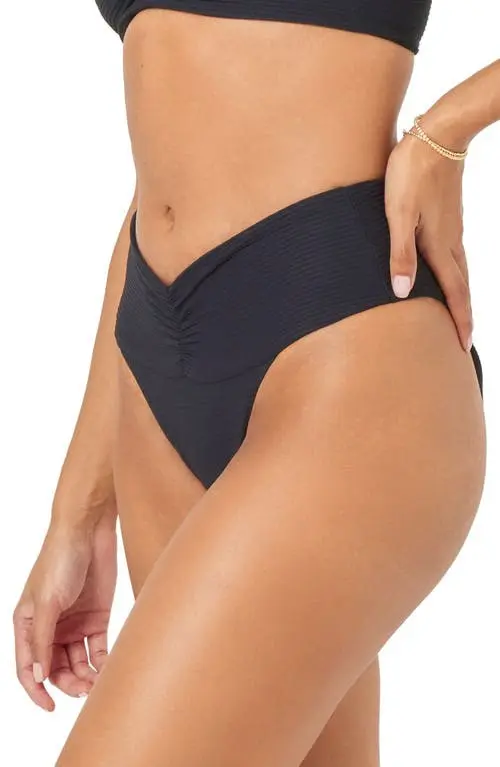 L*Space Bardot Ribbed Bikini Bottom - Black