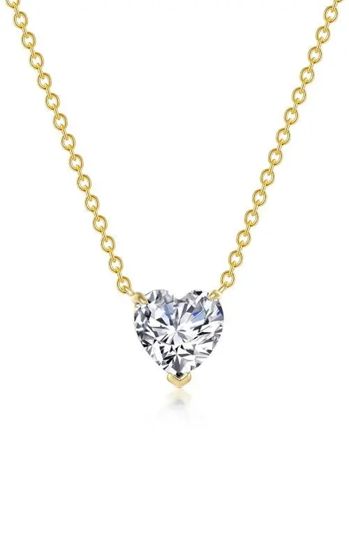 Lafonn Simulated Diamond Solitaire Heart Pendant Necklace - White/ Gold