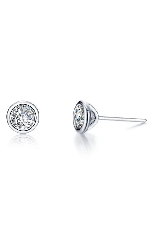 Lafonn Bezel Set Simulated Diamond Stud Earrings - White/silver