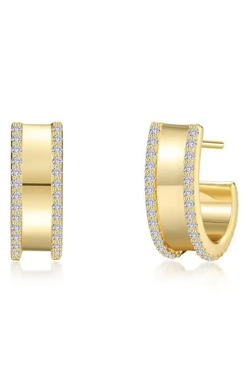 Lafonn Simulated Diamond Huggie Hoop Earrings - White/ Gold