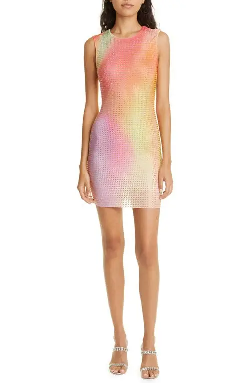 knee length dresses for ladies Rent Self Portrait Iridescent Printed Crystal Maxi Dress