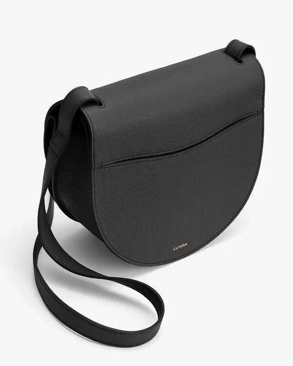 Cuyana Double Moon Italian Leather Saddle Bag - Black