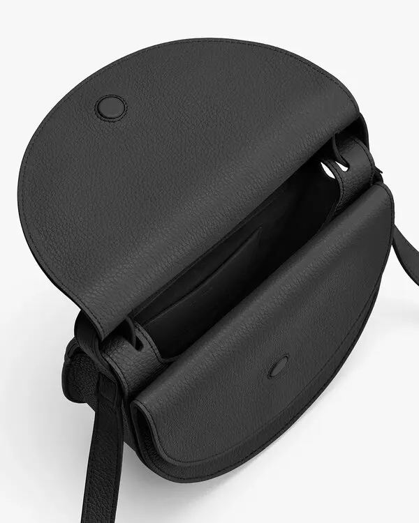 Cuyana Double Moon Italian Leather Saddle Bag - Black