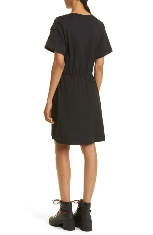 Moncler Cotton Jersey Dress With Drawstring Waist - Black | Editorialist