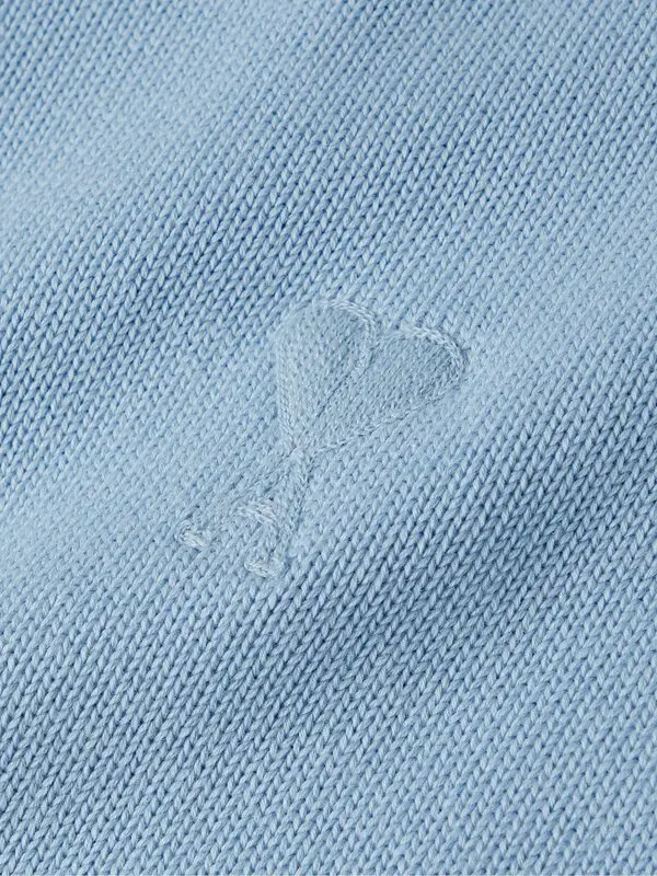 AMI Paris Adc Logo-embroidered Cotton And Merino Wool-blend Sweater