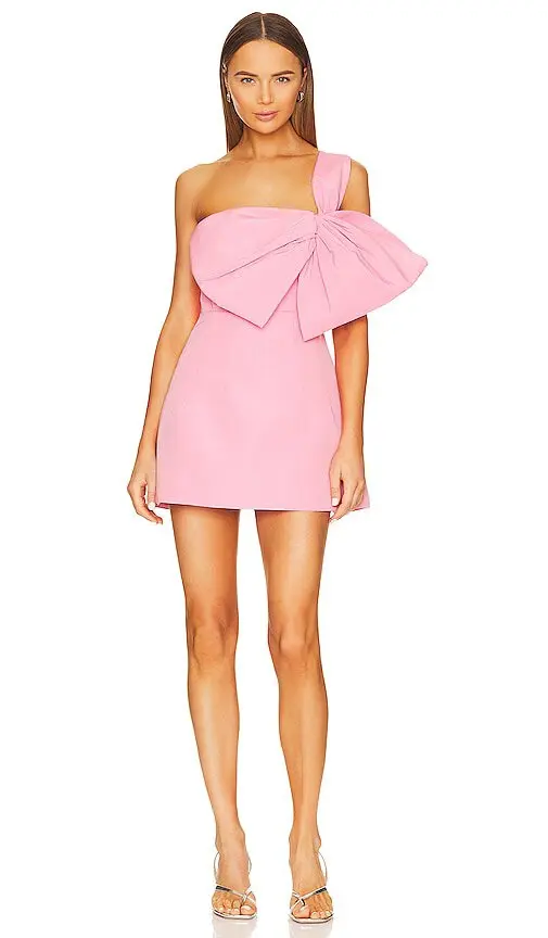 Bardot One Shoulder Bow Mini Dress - Bliss Pink