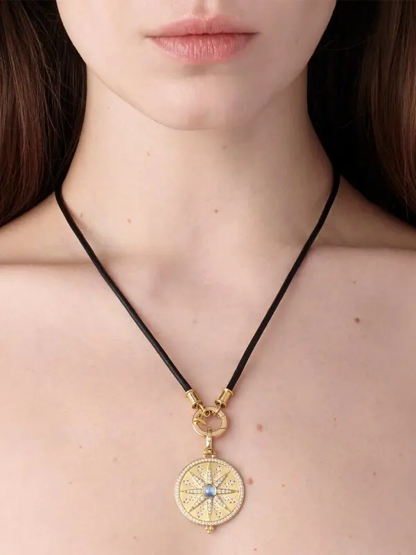 Temple St. Clair Celestial Sole Mandala 18k Yellow Blue Moonstone & 1.81 Tcw Diamond Pendant
