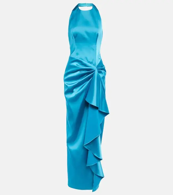 RASARIO Halterneck Draped Gown