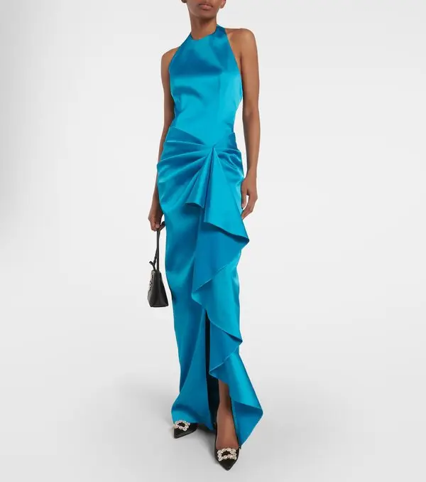 RASARIO Halterneck Draped Gown