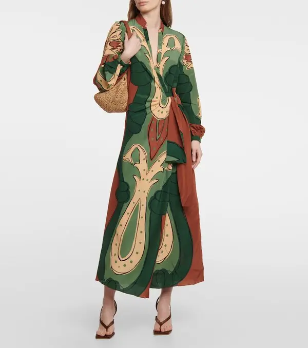 Johanna Ortiz Printed Maxi Wrap Dress - Multicoloured