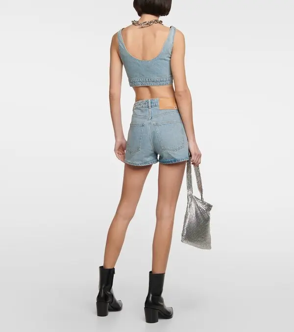 Rabanne Stud-embellished Denim Bra Top
