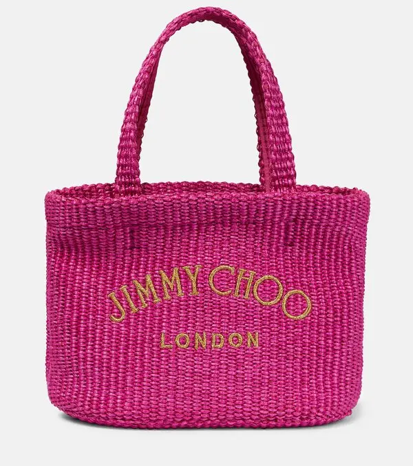 JIMMY CHOO Avenue Small Raffia Tote Bag