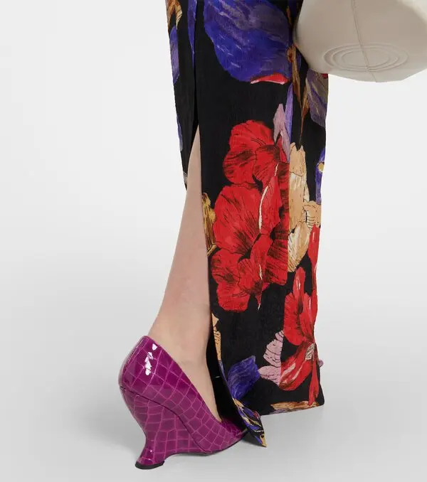 dries van noten floral silk maxi dress Dries Van Noten Floral satin midi dress