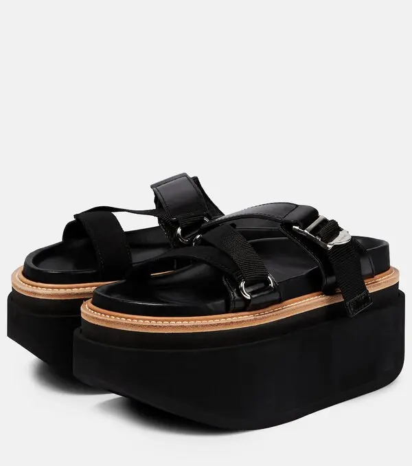 Sacai Hybrid Belt Platform Sandals In Black - 40% Off | Editorialist