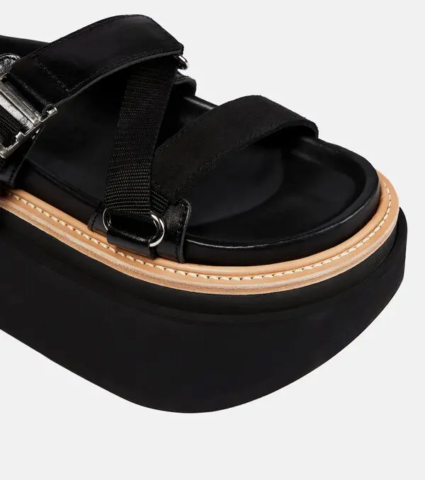 Sacai Hybrid Belt Platform Sandals In Black - 40% Off | Editorialist