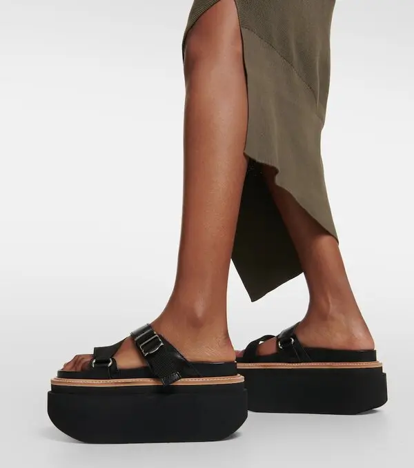 Sacai Hybrid Belt Platform Sandals In Black - 40% Off | Editorialist