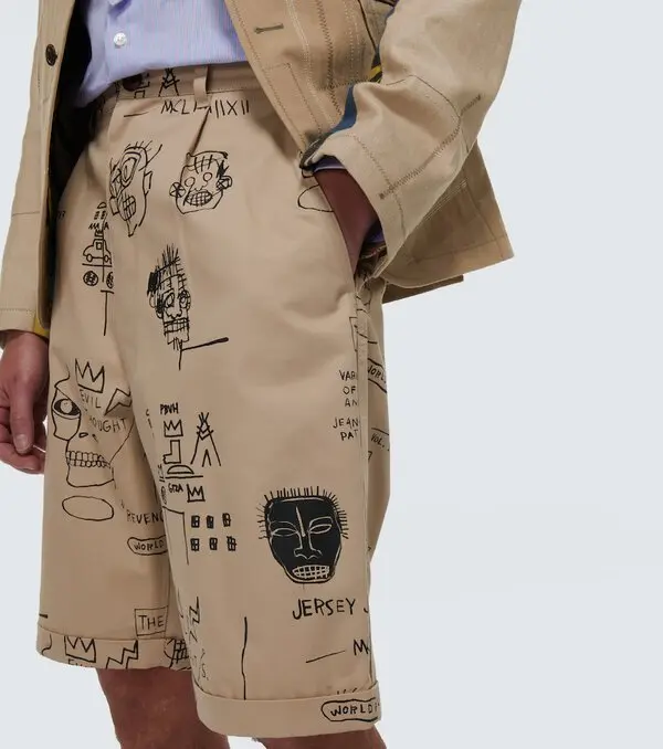 Junya Watanabe X Basquiat Printed Cotton Shorts