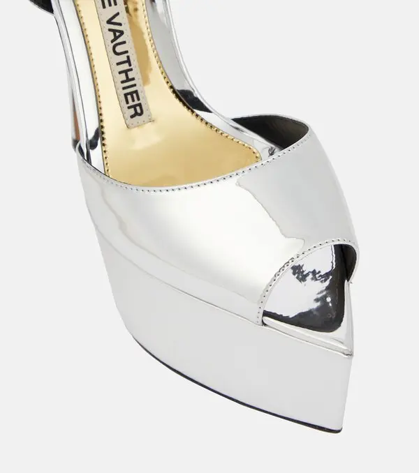 Alexandre Vauthier Metallic Faux Leather Platform Sandals