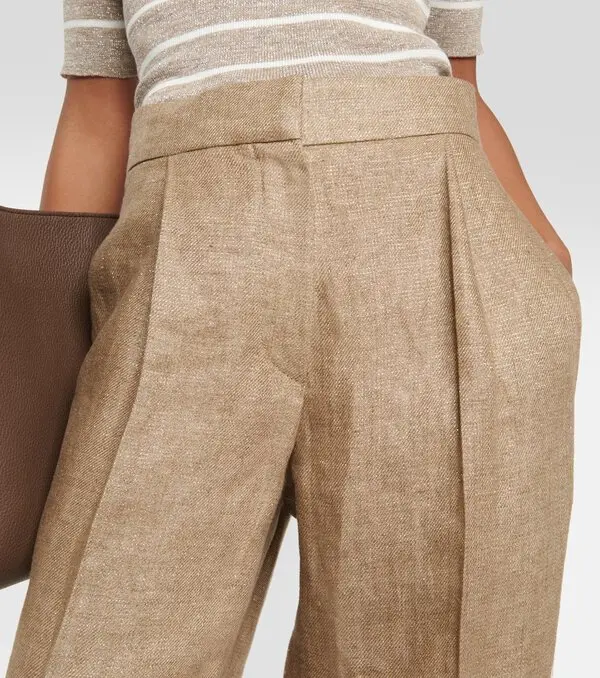 Brunello Cucinelli Mid-rise Tapered Linen Pants
