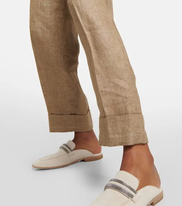 Brunello Cucinelli Mid-rise Tapered Linen Pants