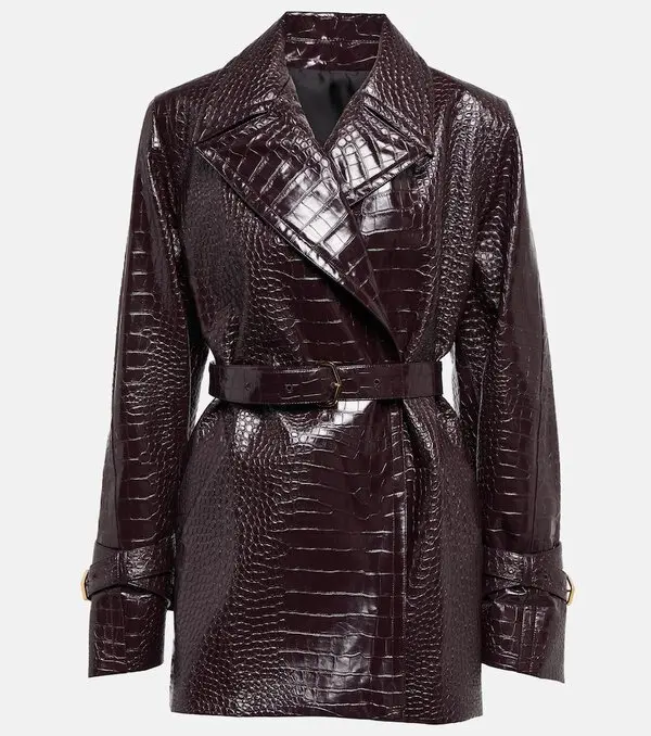 Alaïa Croc-effect Faux Leather Jacket