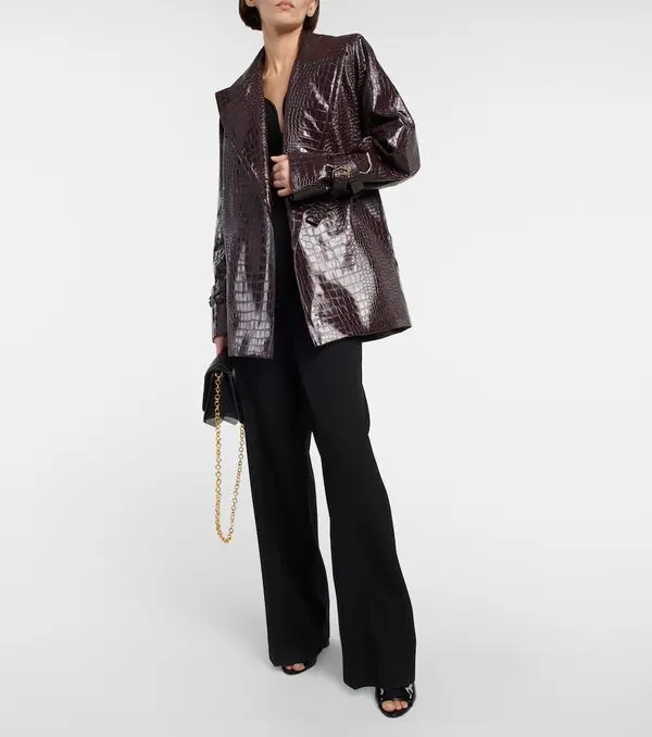 Alaïa Croc-effect Faux Leather Jacket