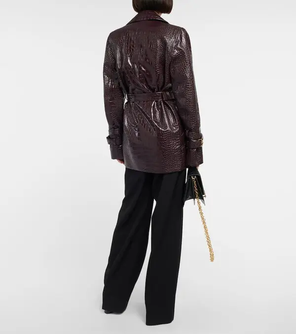 Alaïa Croc-effect Faux Leather Jacket
