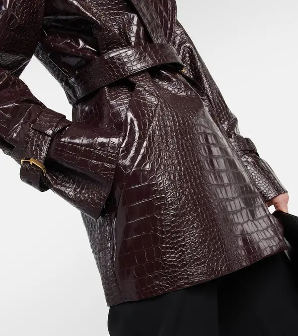 Alaïa Croc-effect Faux Leather Jacket