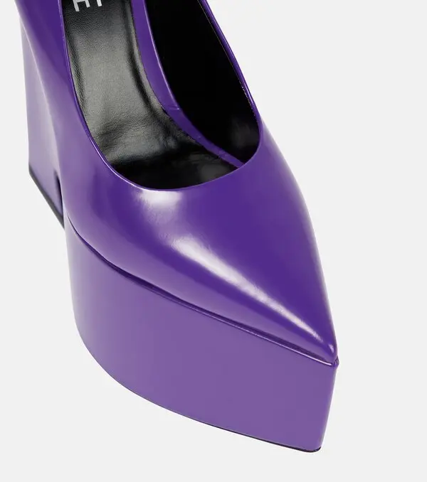 Versace Tempest Leather Platform Pumps - Purple