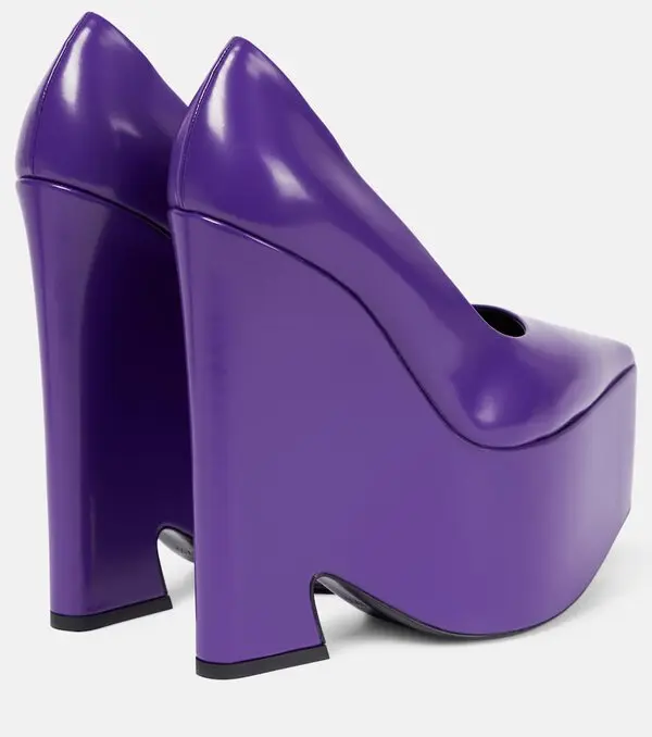 Versace Tempest Leather Platform Pumps - Purple