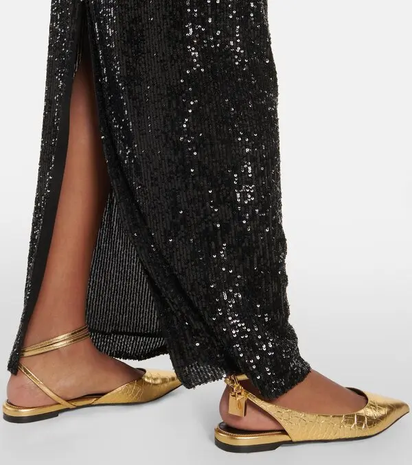 TOM FORD Padlock Croc-effect Ballet Flats