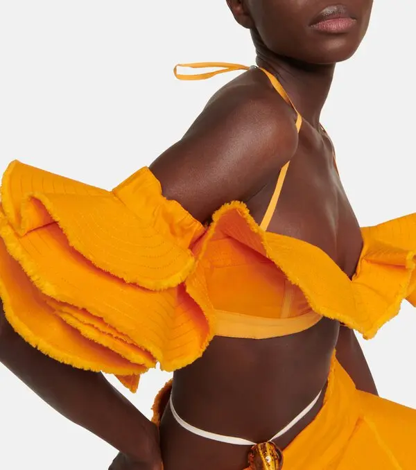 Jacquemus La Brassière Artichaut Cotton Crop Top - Orange