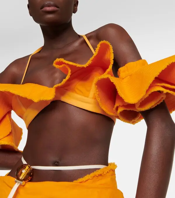 Jacquemus La Brassière Artichaut Cotton Crop Top - Orange